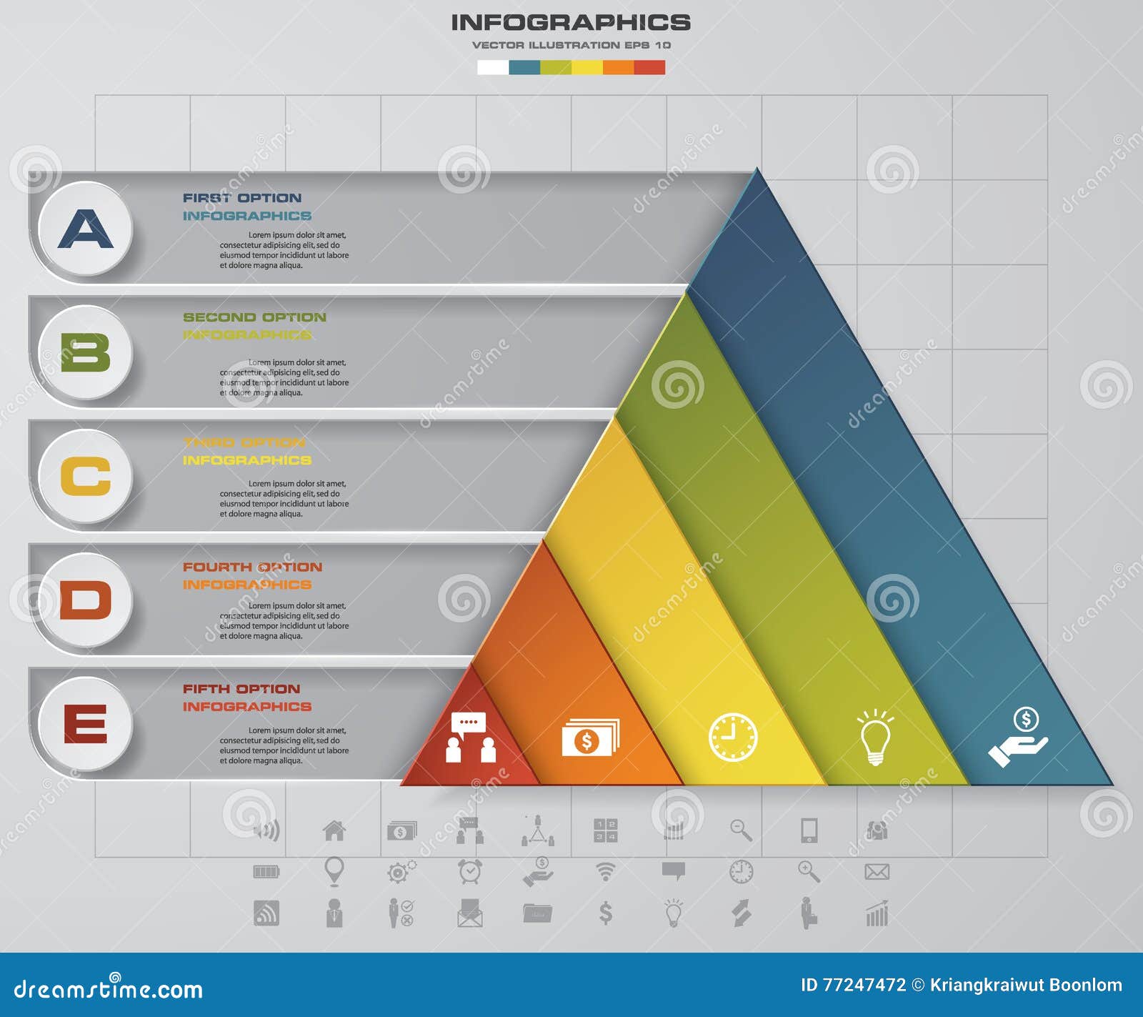 Abstract Pyramid Shape Layout with 5 Steps Clean Number Banners ...
