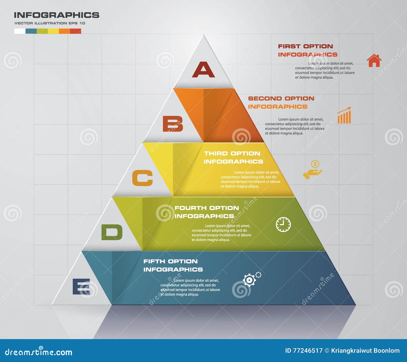 Abstract Pyramid Shape Layout with 5 Steps Order Template. Stock Vector ...