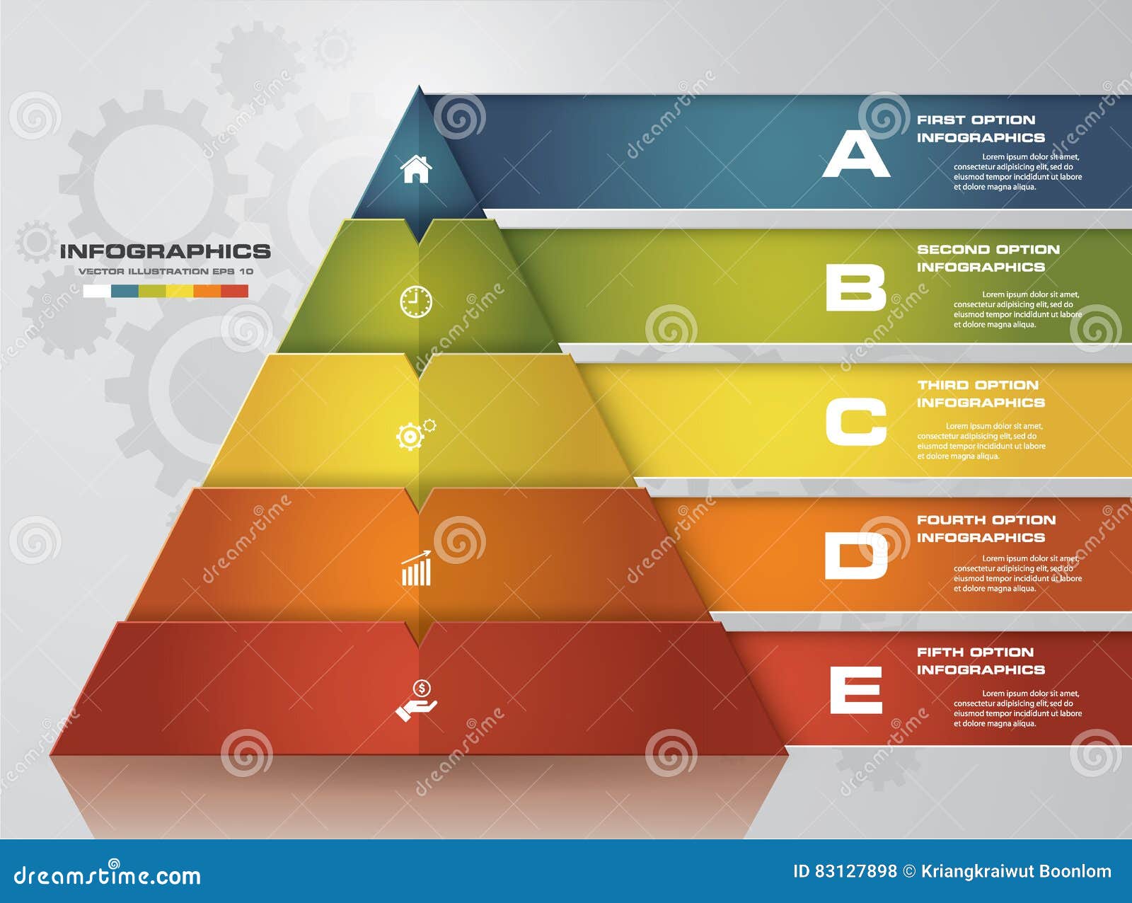 Abstract Pyramid Shape Layout with 5 Steps Order Template/graphic or ...
