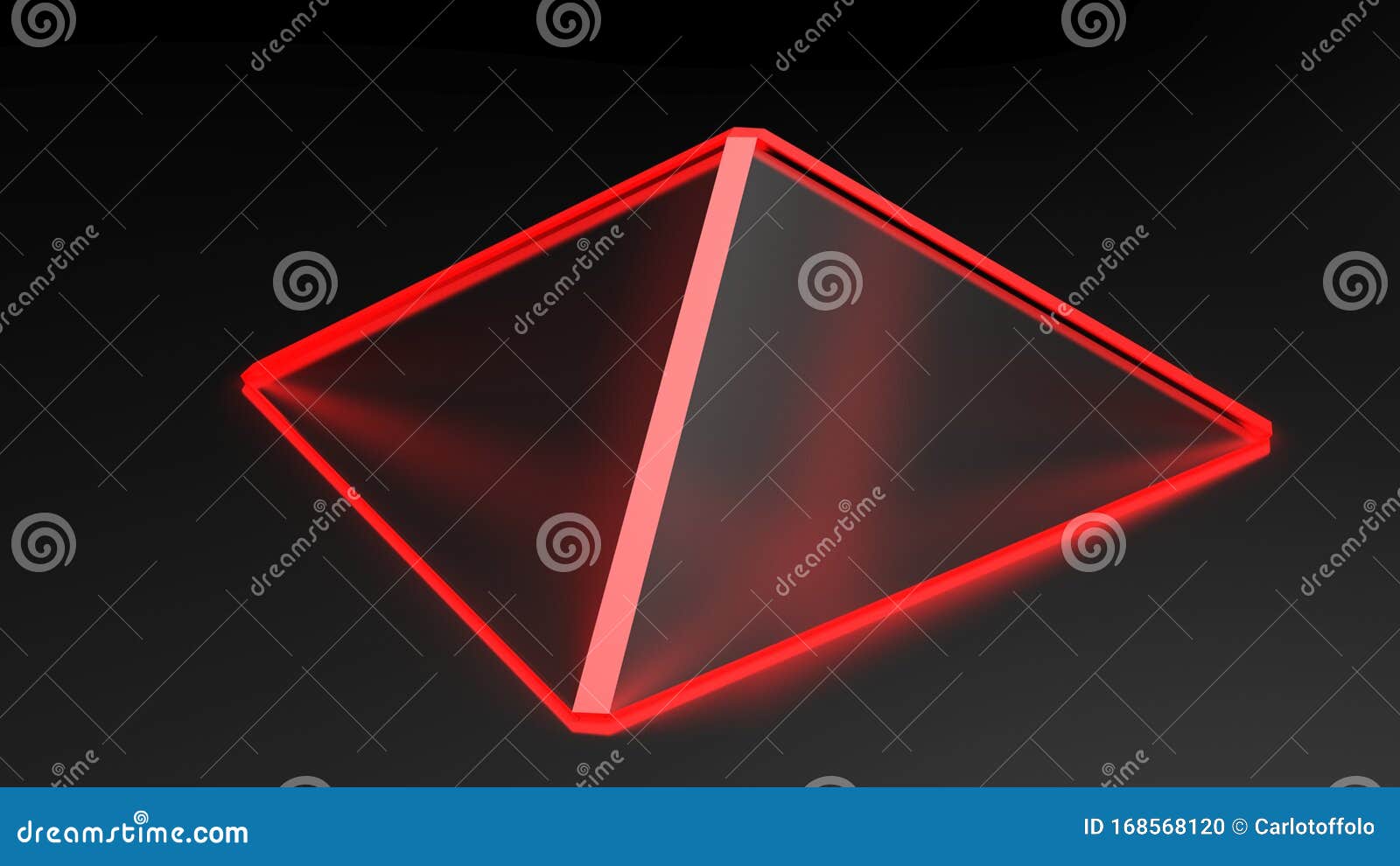 Abstract Pyramidal Red Structure with Satin Glass Faces on Black ...