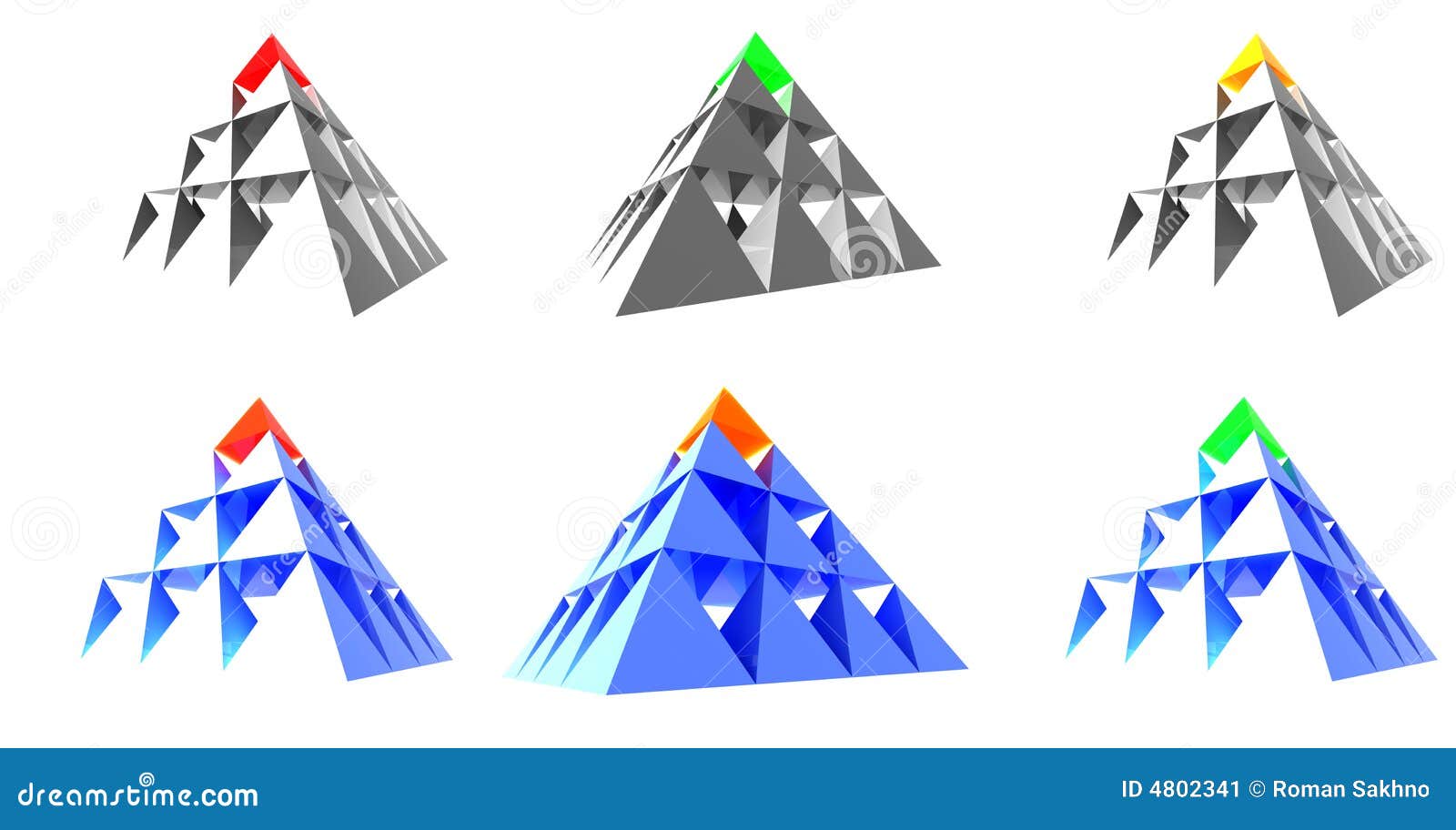 Abstract Pyramids with Color Top Stock Illustration - Illustration of ...