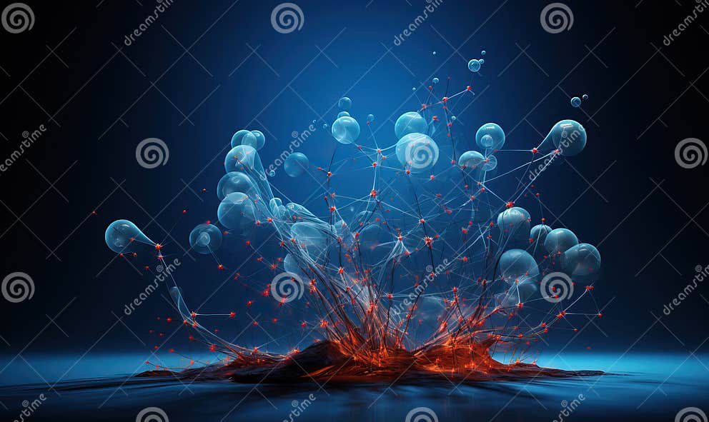 Abstract Quantum Communication Concept on Blue Background. Stock Image ...
