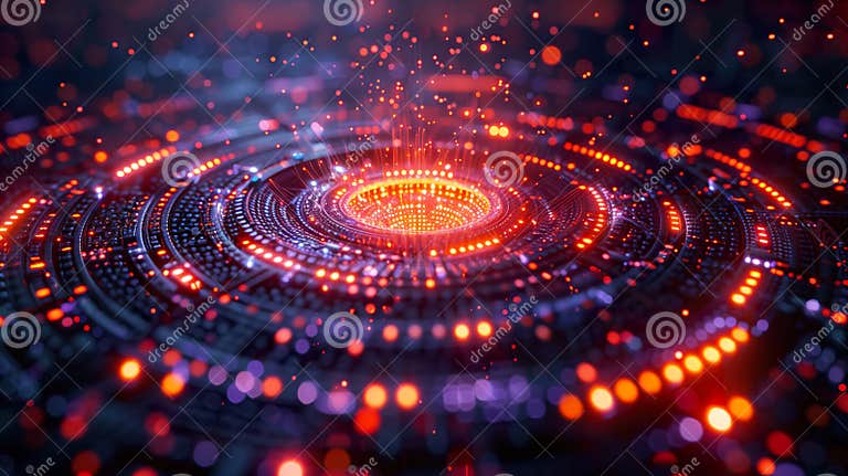 Abstract Quantum Computing Core Energy Glow. Generative AI Stock Illustration - Illustration of ...