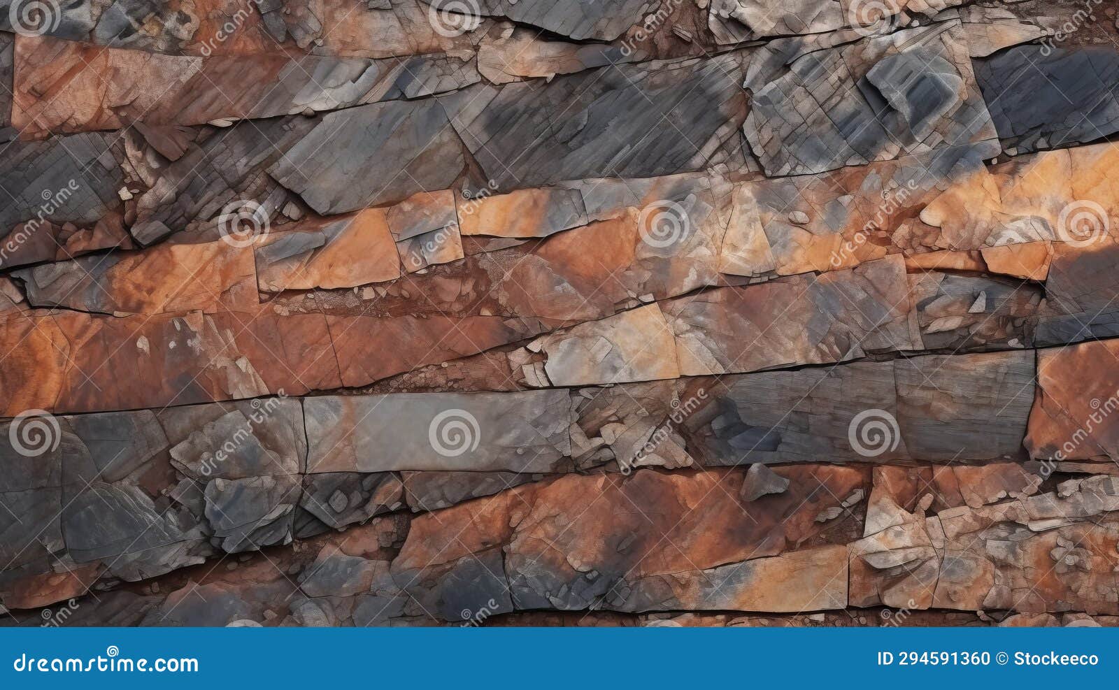 Abstract Quarry Texture: Rust and Brown Rock Wall in Dark Gray and ...