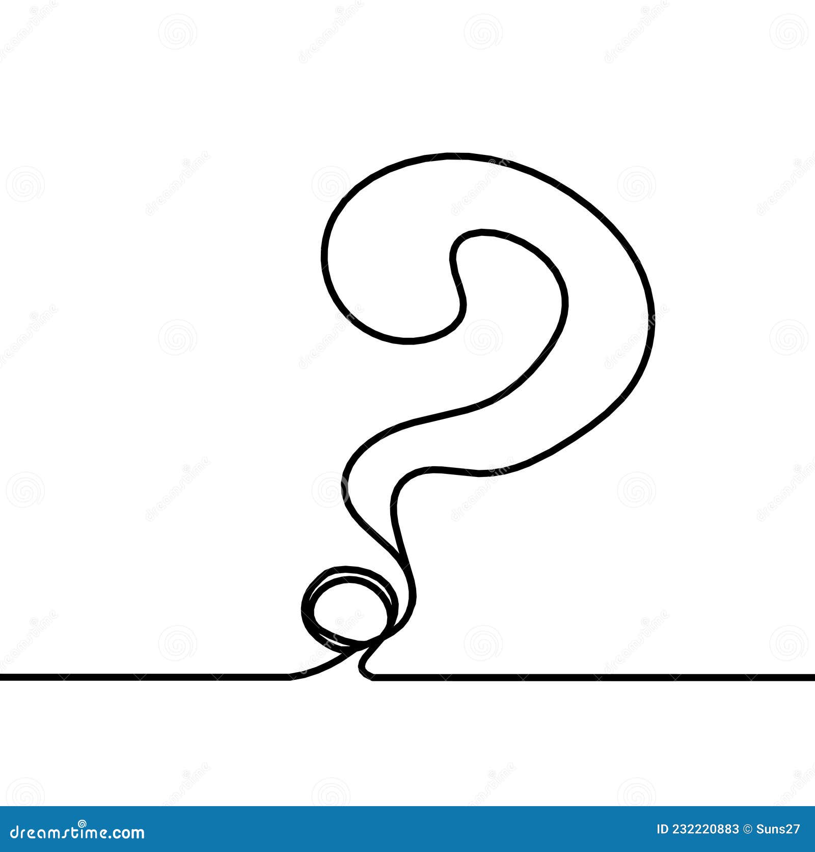Abstract Question Mark Continuous Lines Drawing Cartoon Vector ...