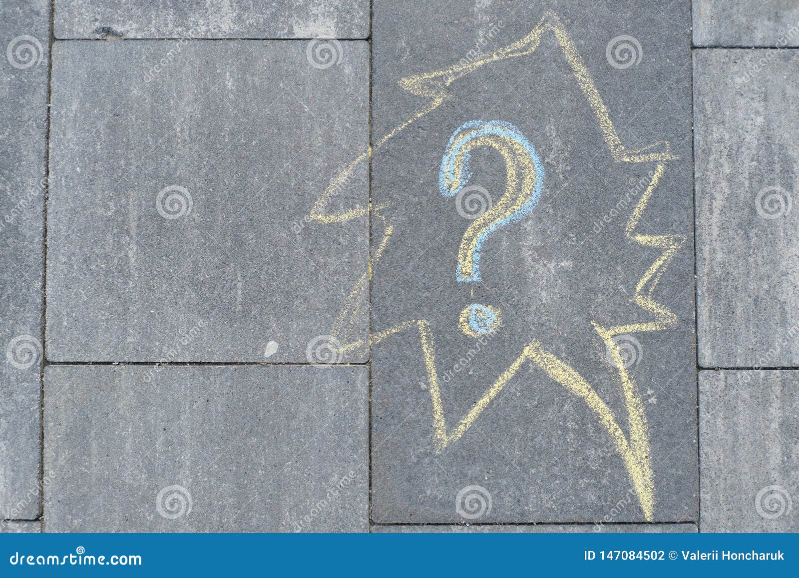 Abstract Question Mark Drawn in Crayons on Gray Asphalt Stock Photo ...