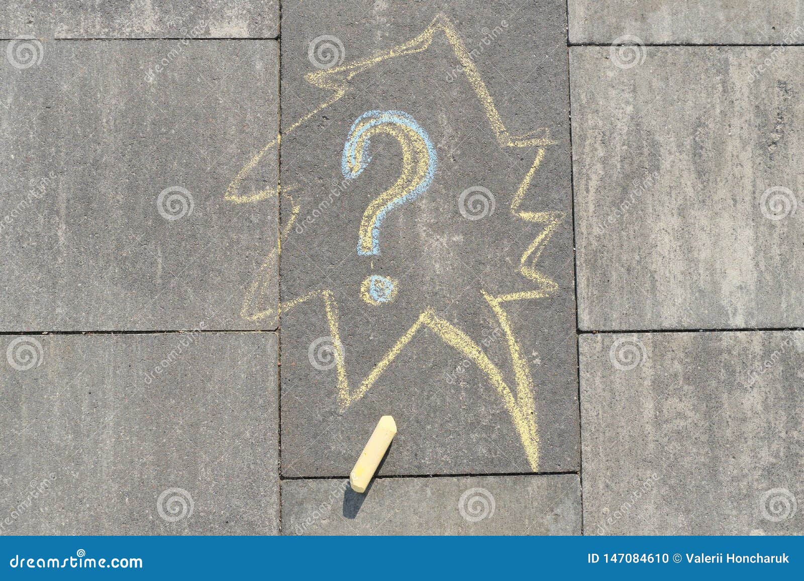Abstract Question Mark Drawn in Crayons on Gray Asphalt Stock Photo ...
