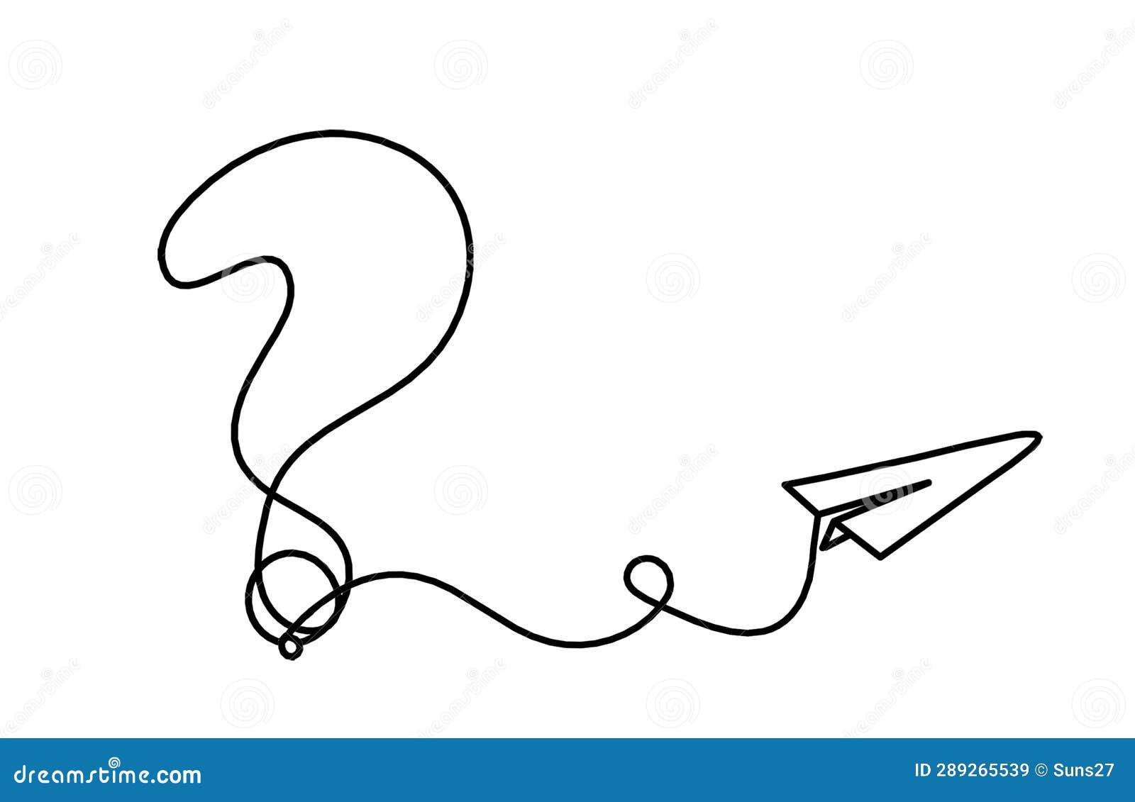 Abstract Question Mark with Paper Plane As Continuous Lines Drawing on ...
