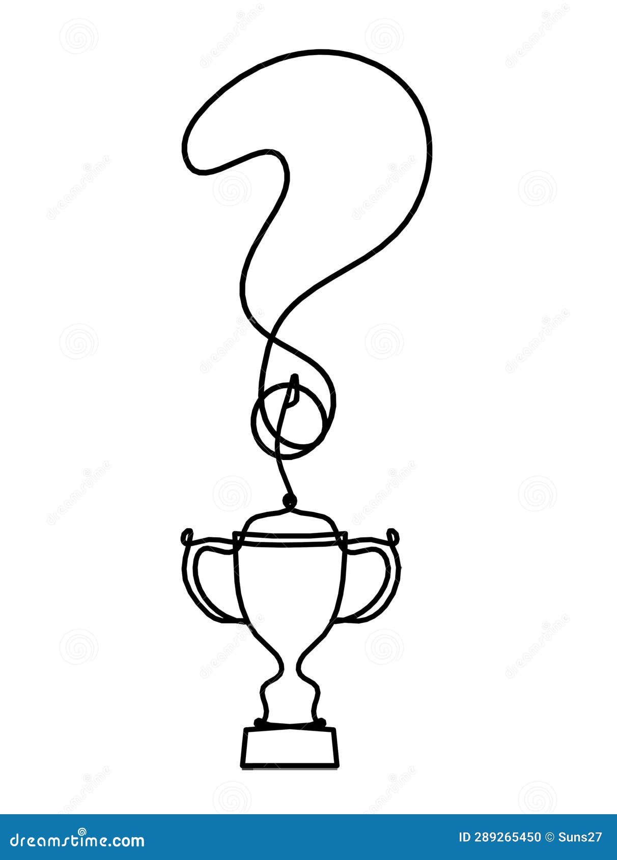 Abstract Question Mark with Trophy Continuous Lines Drawing on White ...