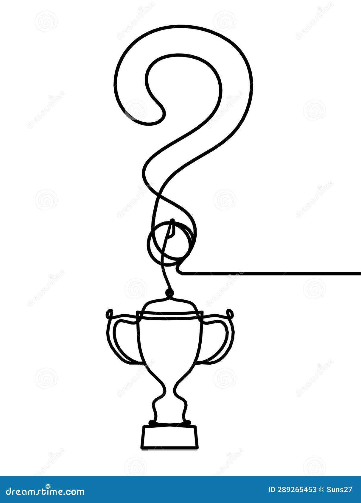 Abstract Question Mark with Trophy Continuous Lines Drawing on White ...
