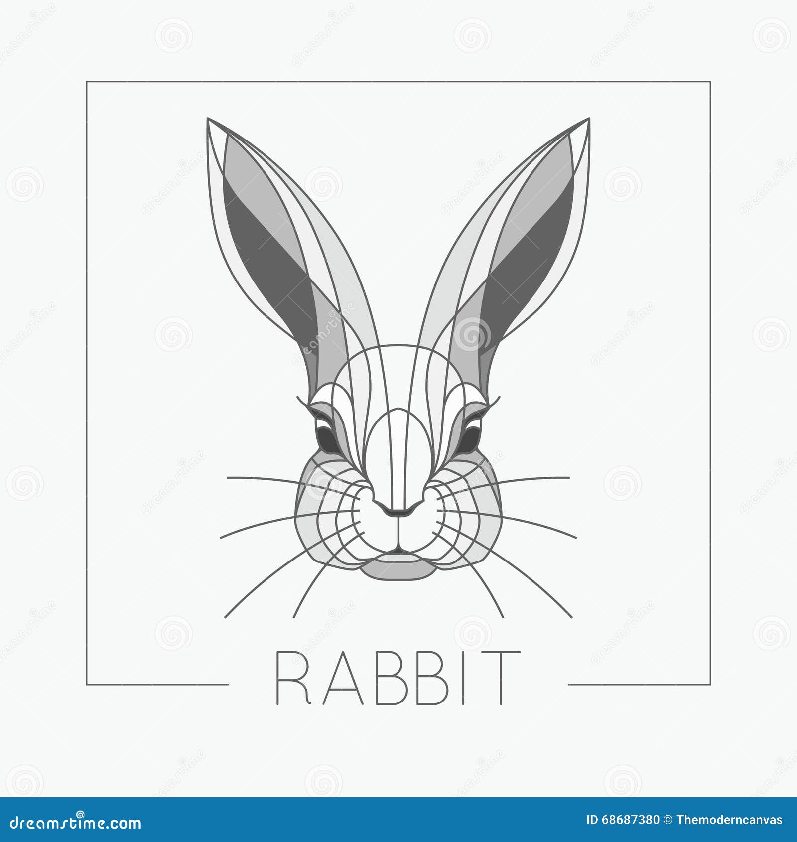 Abstract Rabbit Bunny Head Emblem Icon Design with Elegant Line Shapes ...
