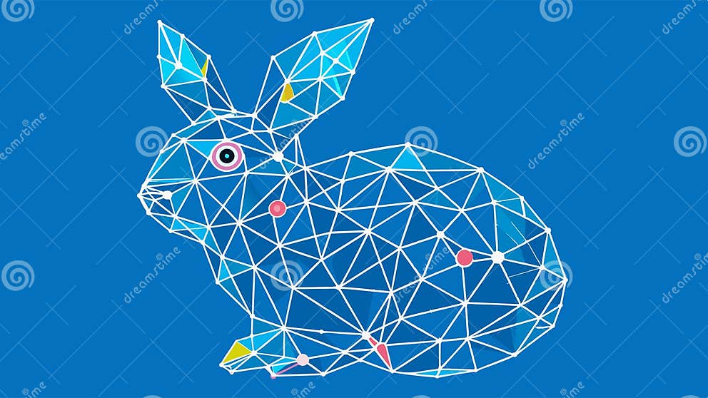 Abstract Rabbit with Easter Egg Form Lines and Triangles, Point ...