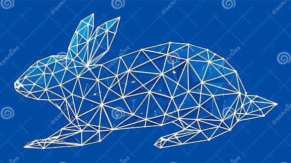 Abstract Rabbit Form Lines and Triangles, Point Connecting Network on ...