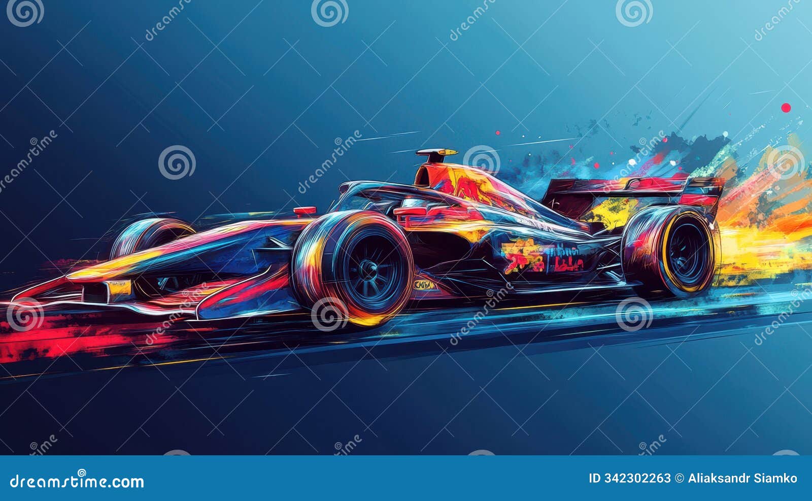 Abstract Race Car Design with Dynamic Art Style Stock Illustration ...