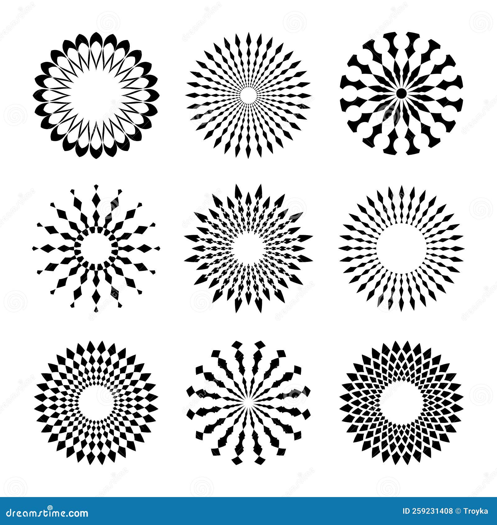 Abstract Radial Circle Icons. Design Elements Set Stock Vector ...