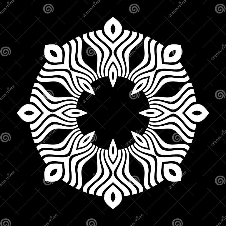 Radial Circle Wavy Lines White Pattern on Back Background. Decorative ...
