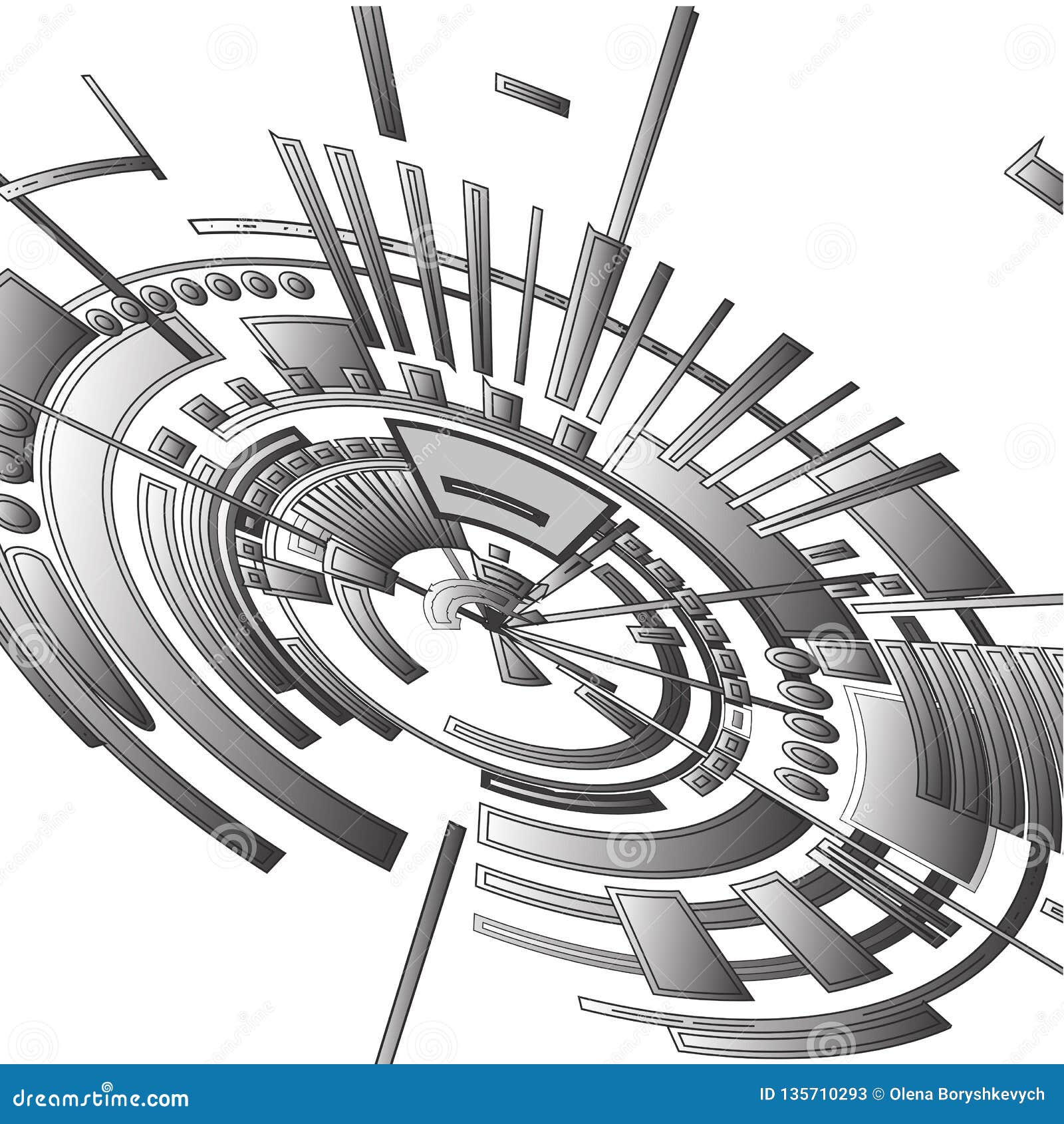 Abstract Radial 3 D Background Composed of Geometric Shapes. Stock ...