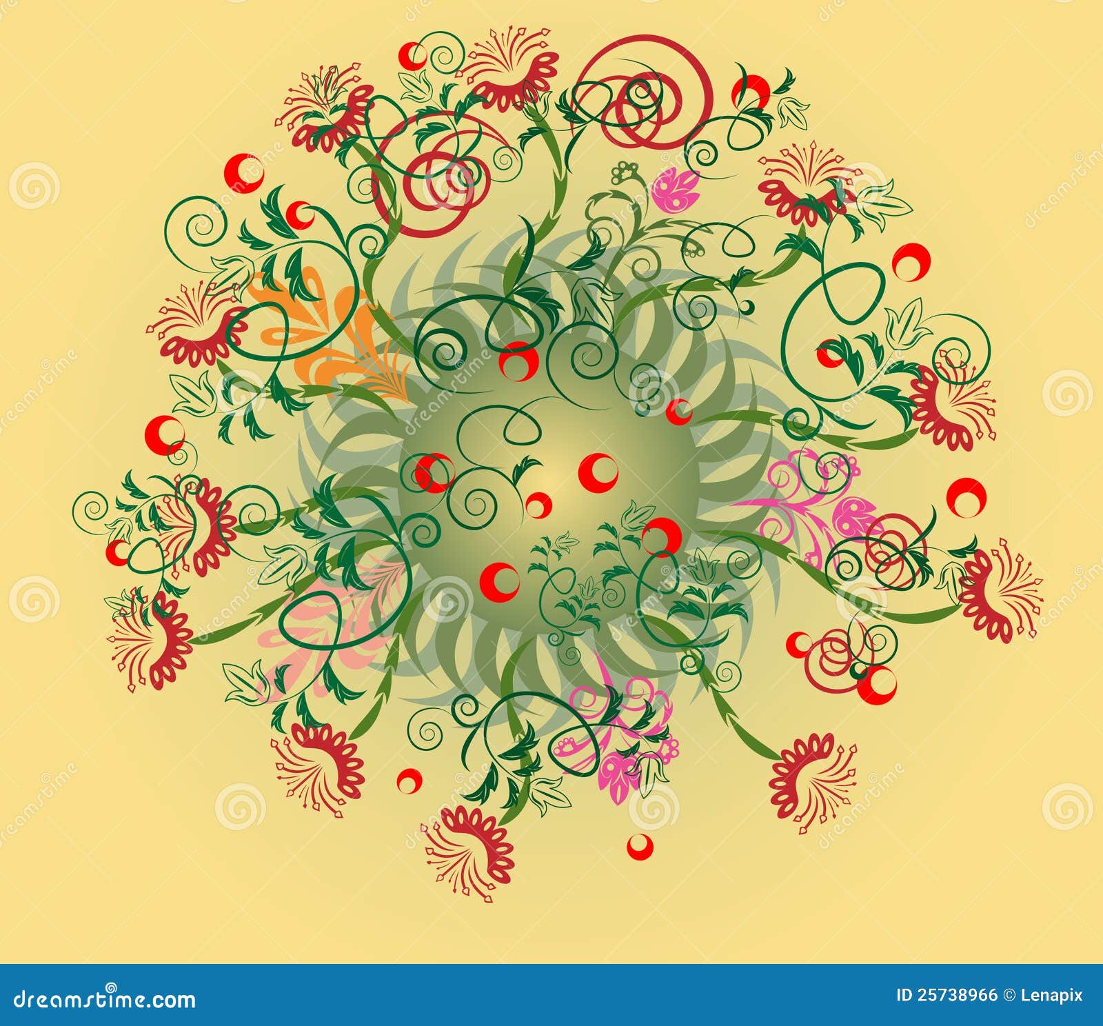 Abstract Radial Floral Design Stock Vector - Illustration of curl ...