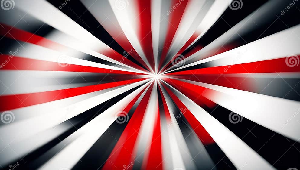 Abstract Radial Pattern with Red, Black and White Lines Stock ...