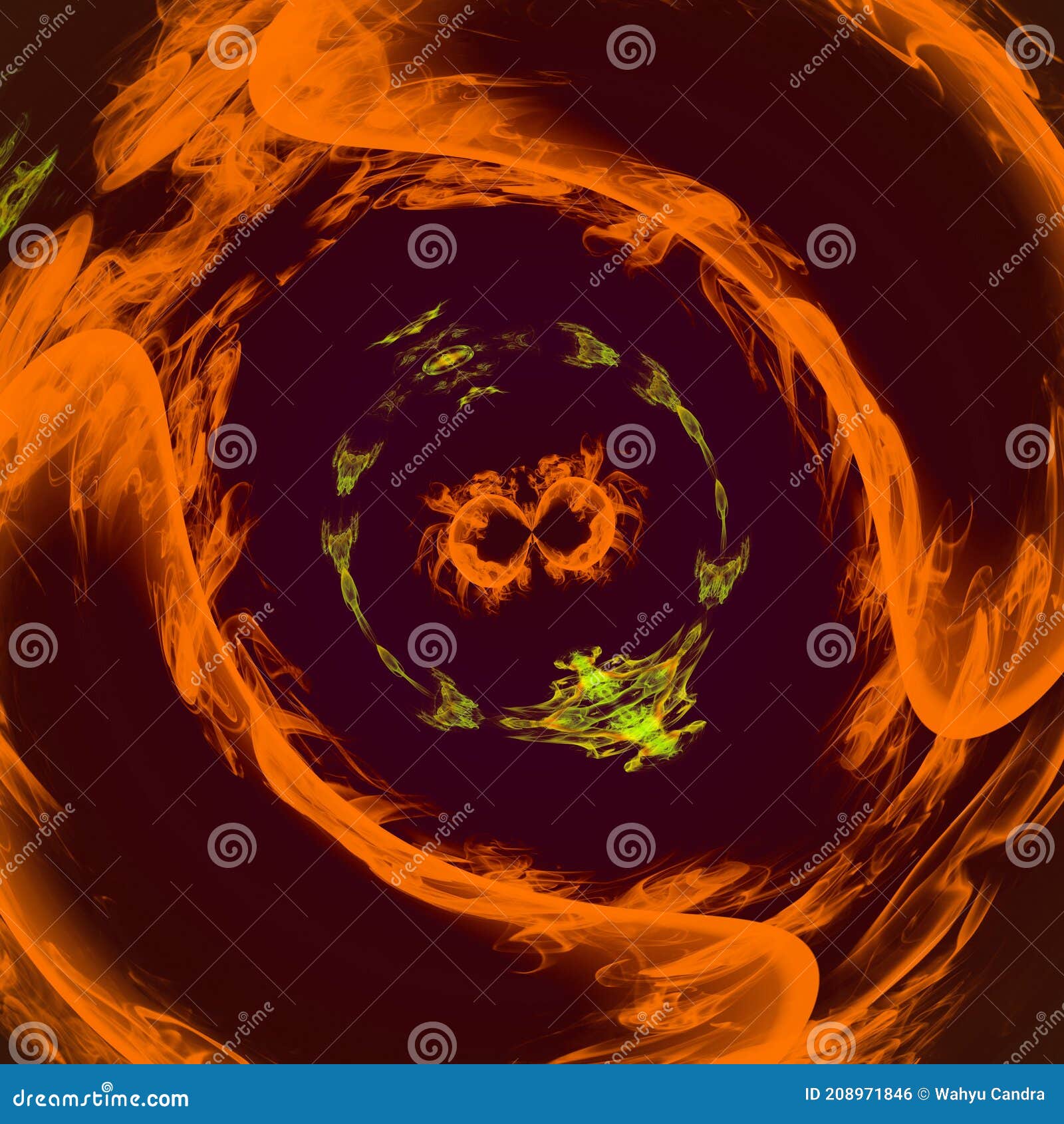 Abstract Radial Rings of Fire Pattern with Red and Blue Background ...