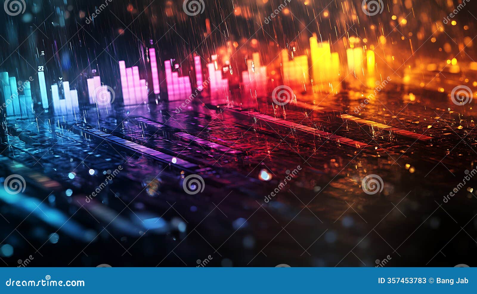 Abstract Rain Lit Digital Audio Visualizer Stock Illustration ...