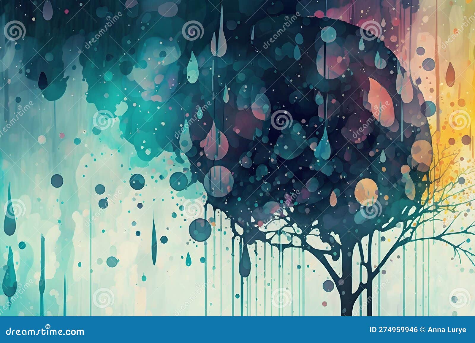 Abstract Rain Watercolor Nature Background. Generated AI Stock ...
