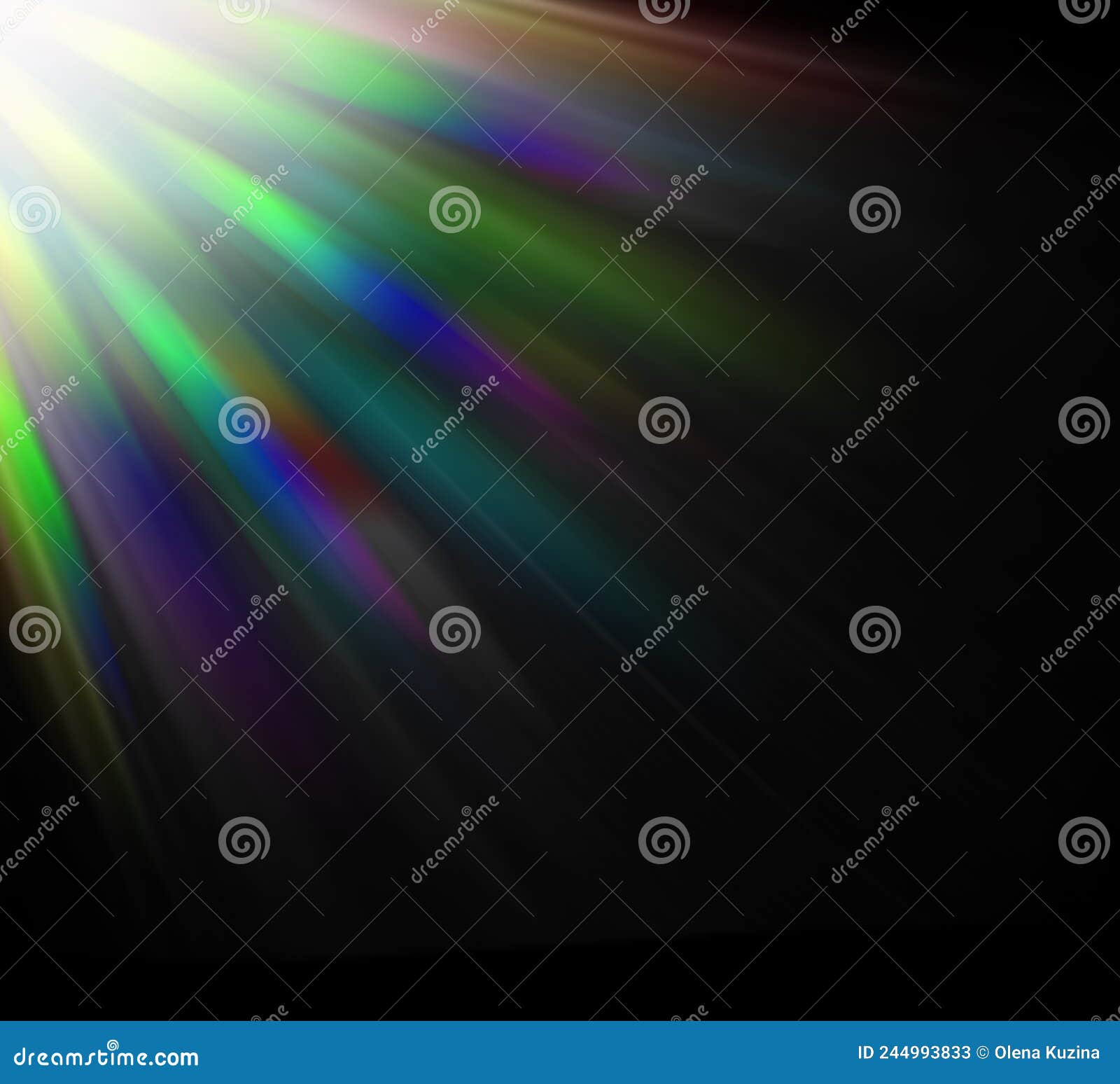 Abstract Rainbow Beams of Light on Black Background Stock Illustration ...