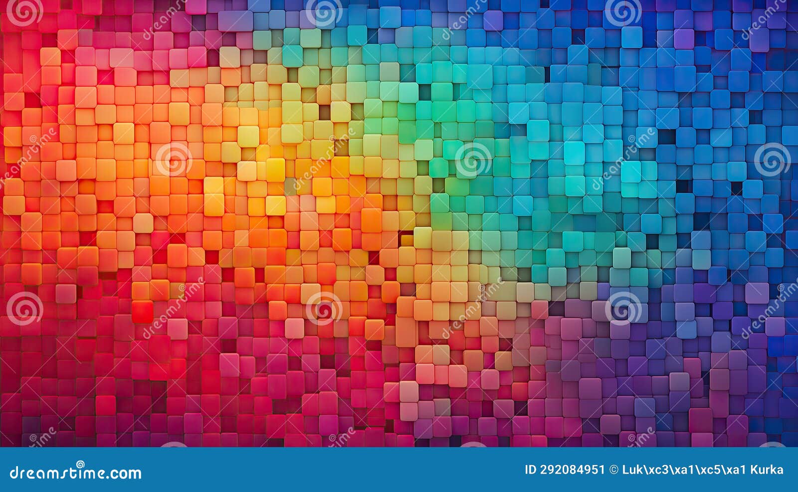 Abstract Rainbow Bright Cubic Background. 3D Colorful Geometric Cube ...