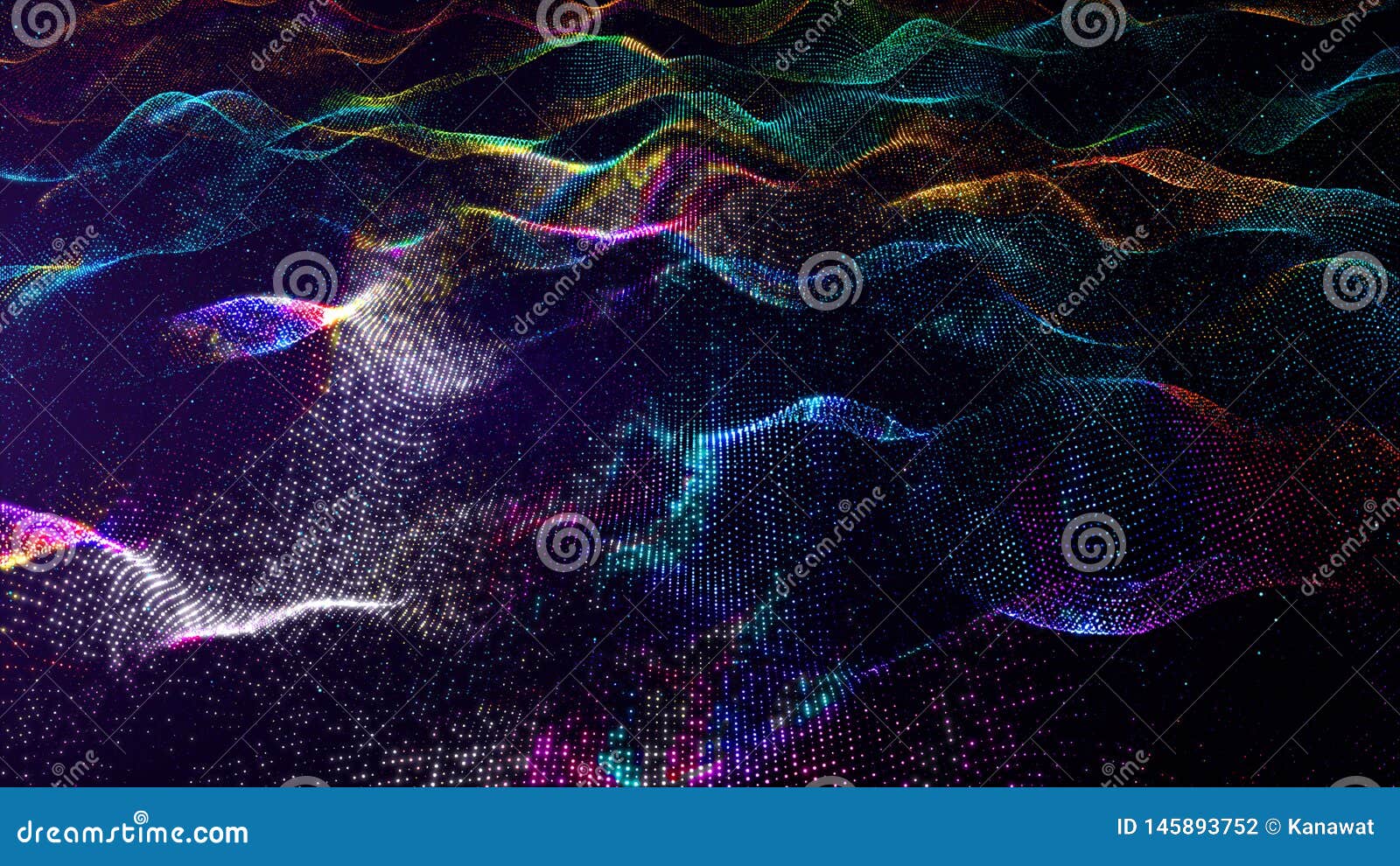 Abstract Rainbow Color Digital Particles Wave and Dust Background Stock ...