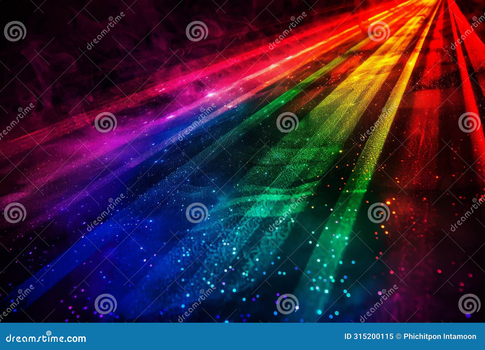 Abstract Rainbow Color Glowing Parallel Lines on Dark Background ...