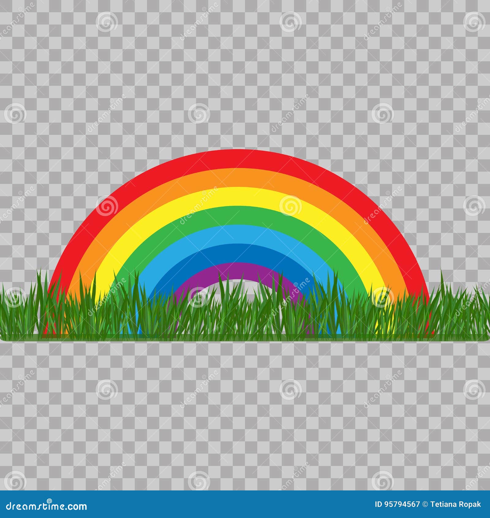 Abstract Rainbow Colored with Grass on Transparent Background. Vector ...