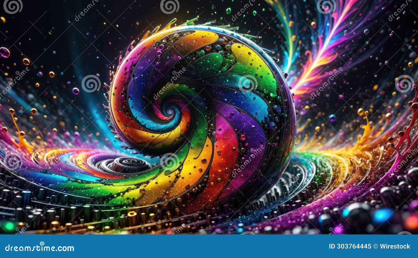 An Abstract Rainbow Colored Vortex with Water Drops on it on the ...