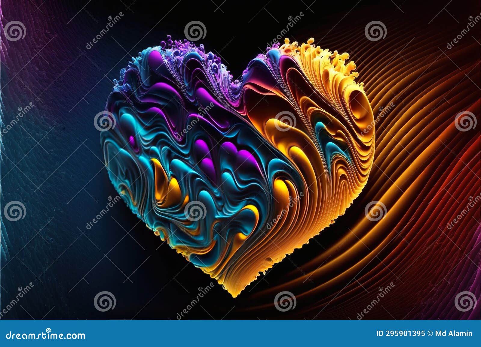 Abstract Rainbow Colored Waves Inside Heart Shape Stock Illustration ...