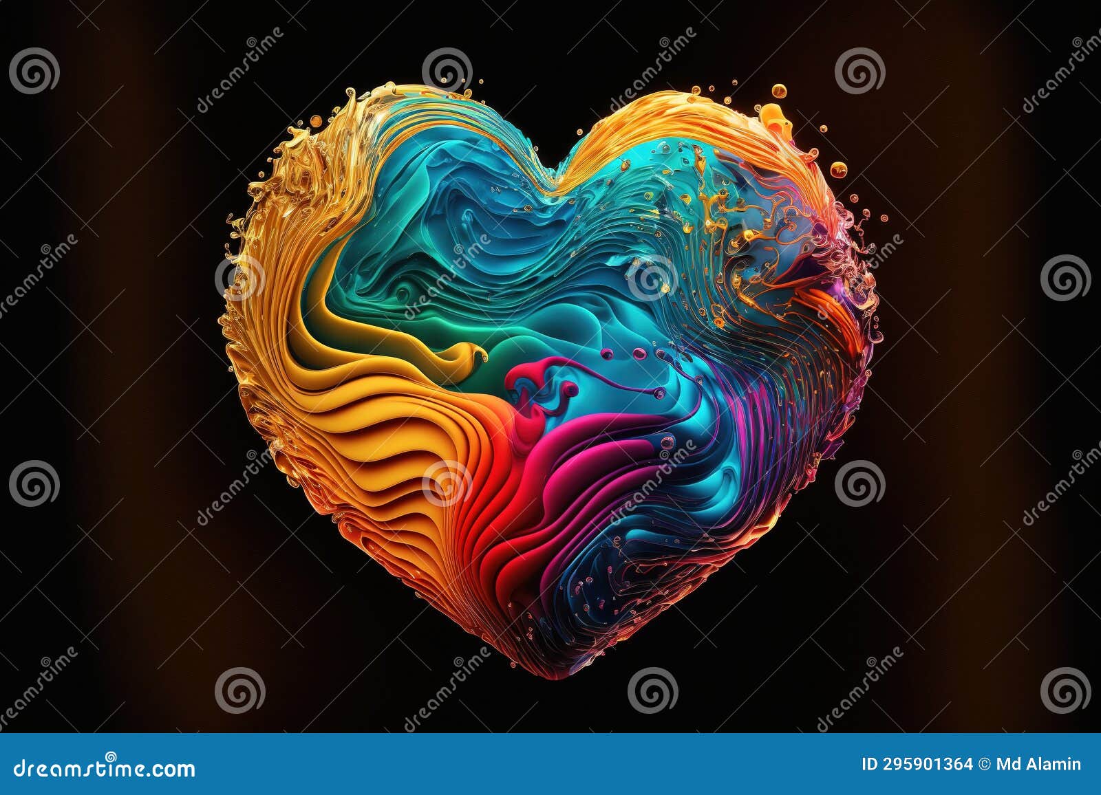 Abstract Rainbow Colored Waves Inside Heart Shape Stock Illustration ...