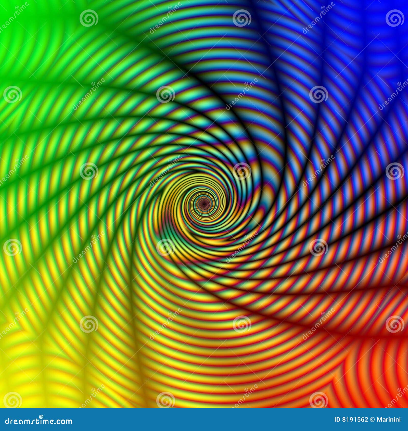 Abstract Rainbow Concentric Spiral Stock Illustration - Illustration of ...