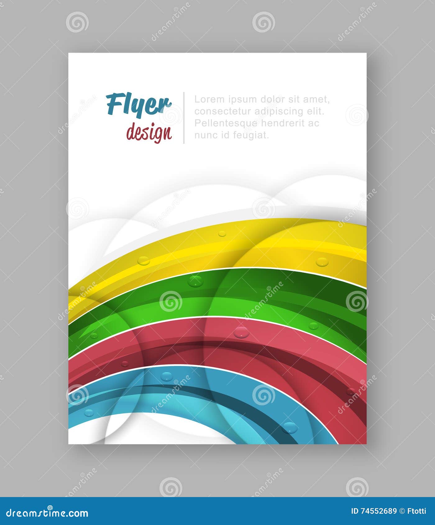 Abstract Rainbow Flyer Design Template with Water Drops. Stock Vector ...