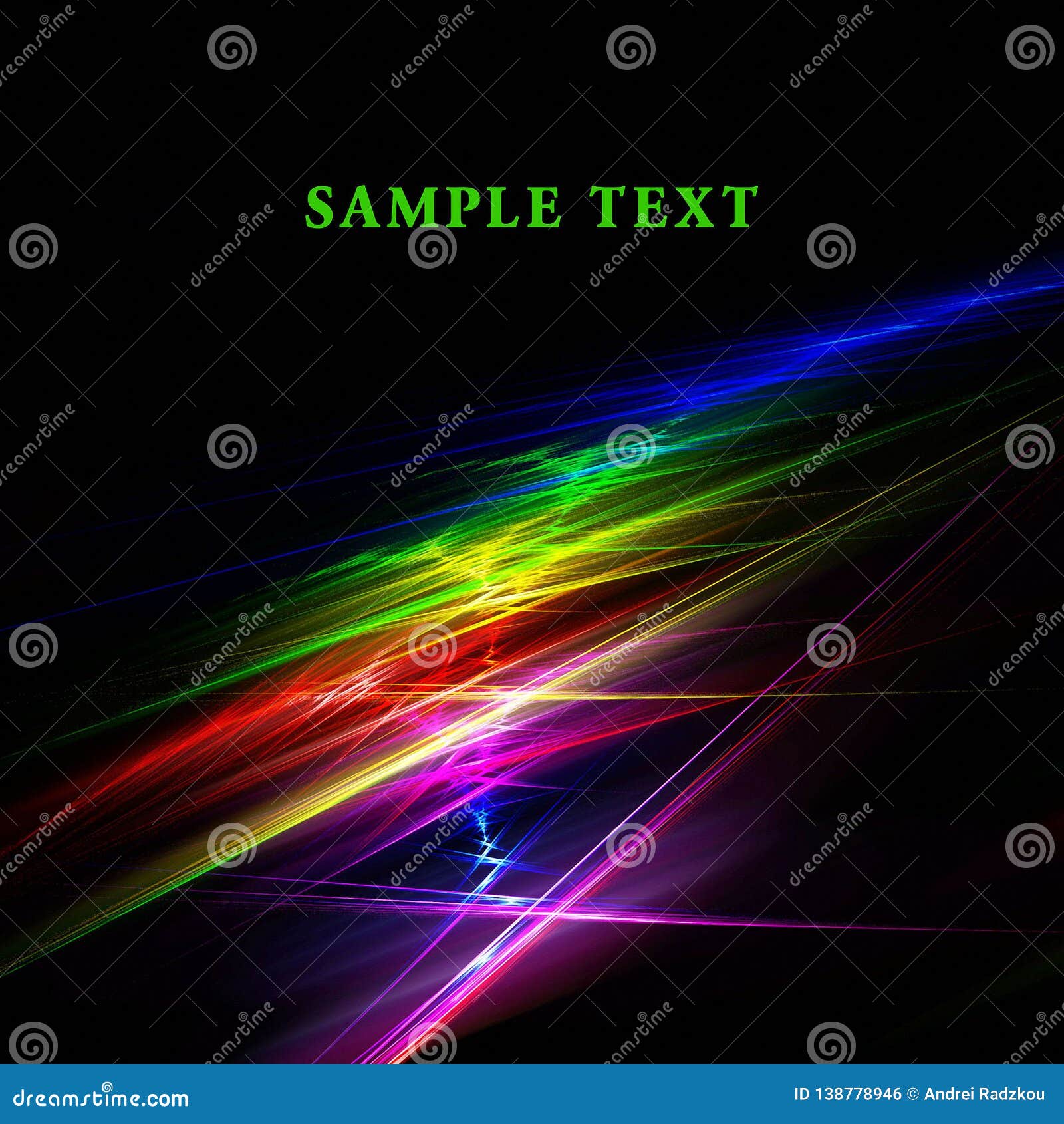Iridescent Rays on Black Background Stock Illustration - Illustration ...