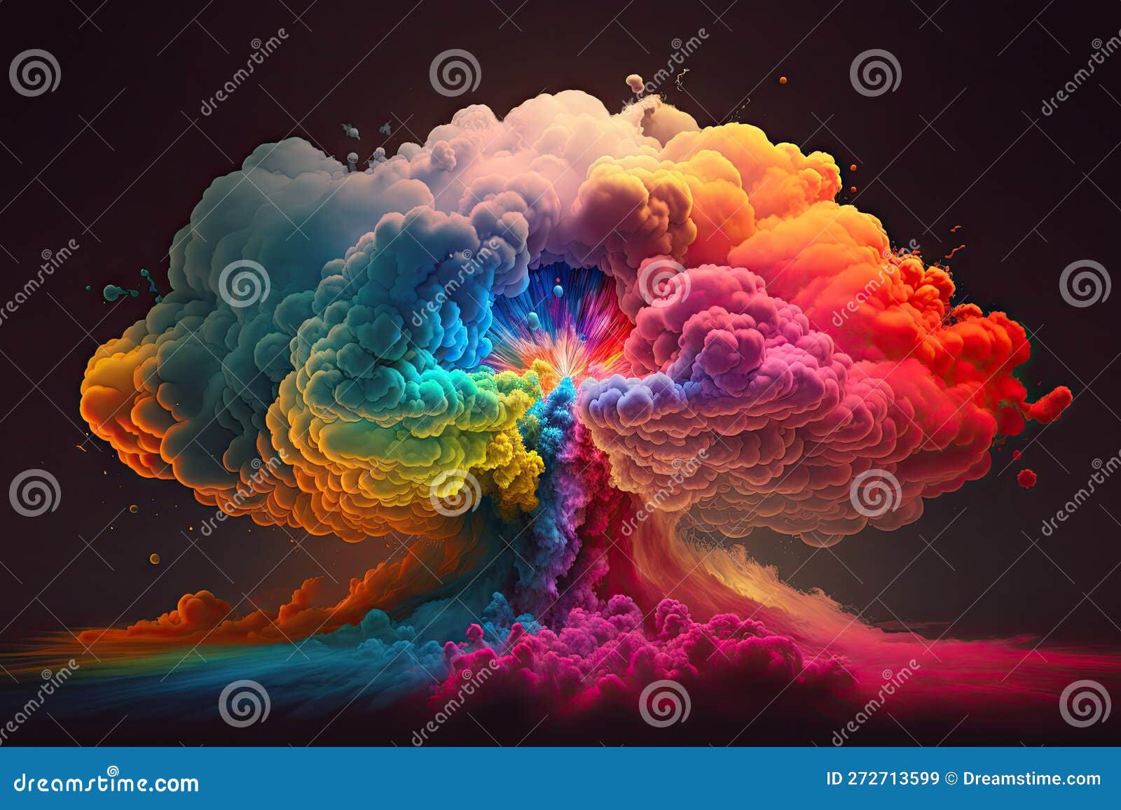 Abstract Rainbow Gas Cloud Explosion Background Digital Illustration ...