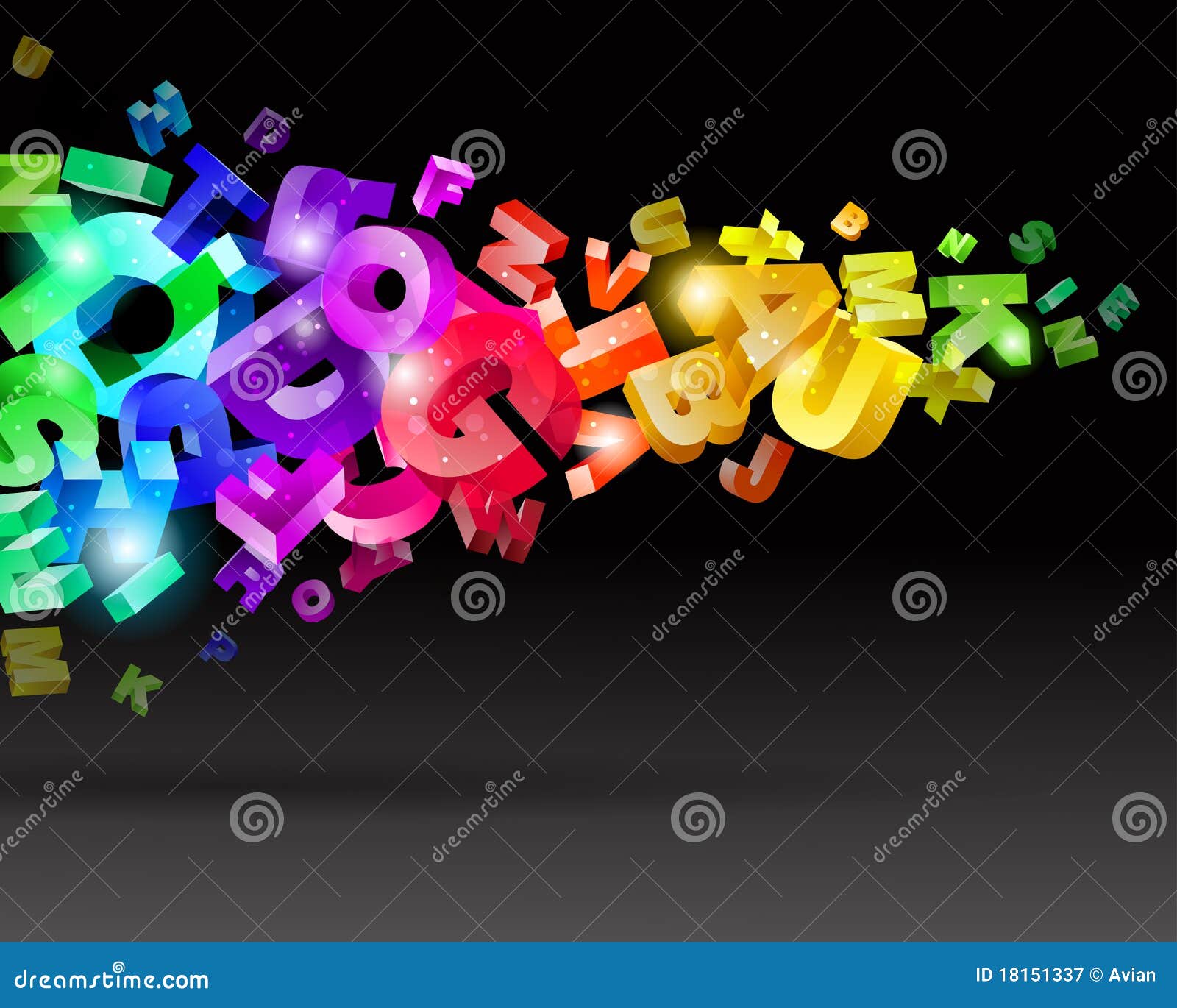 Abstract rainbow letters stock vector. Illustration of dark - 18151337