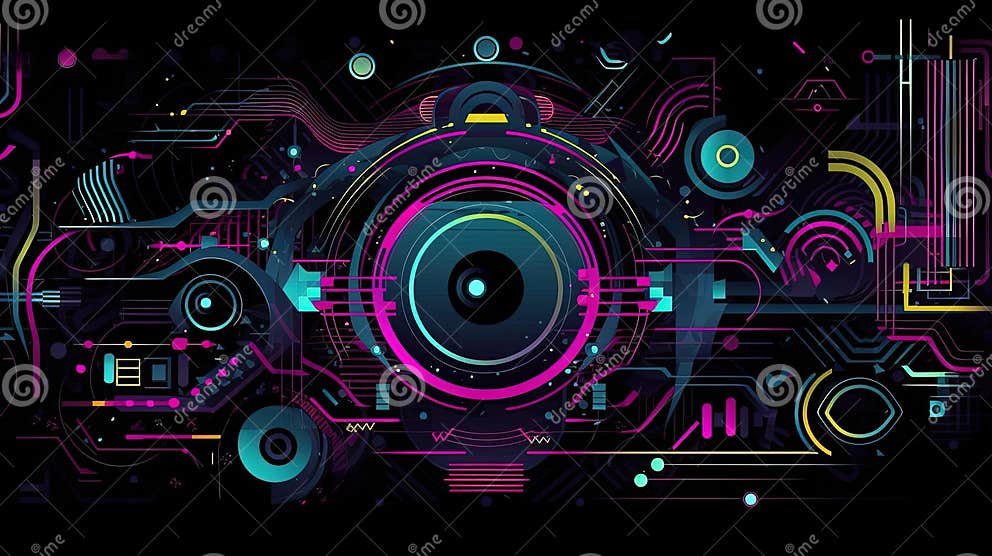 Abstract Rainbow Neon Vector Cosmic Background. Generative AI Stock ...