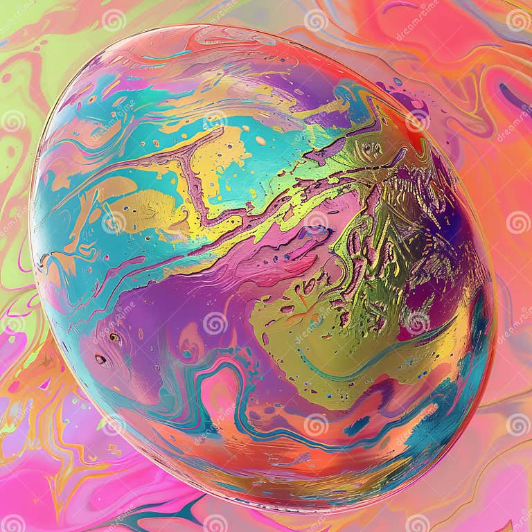 Abstract Rainbow Painted Egg Pattern, Liquid Acrylic Flowing ...