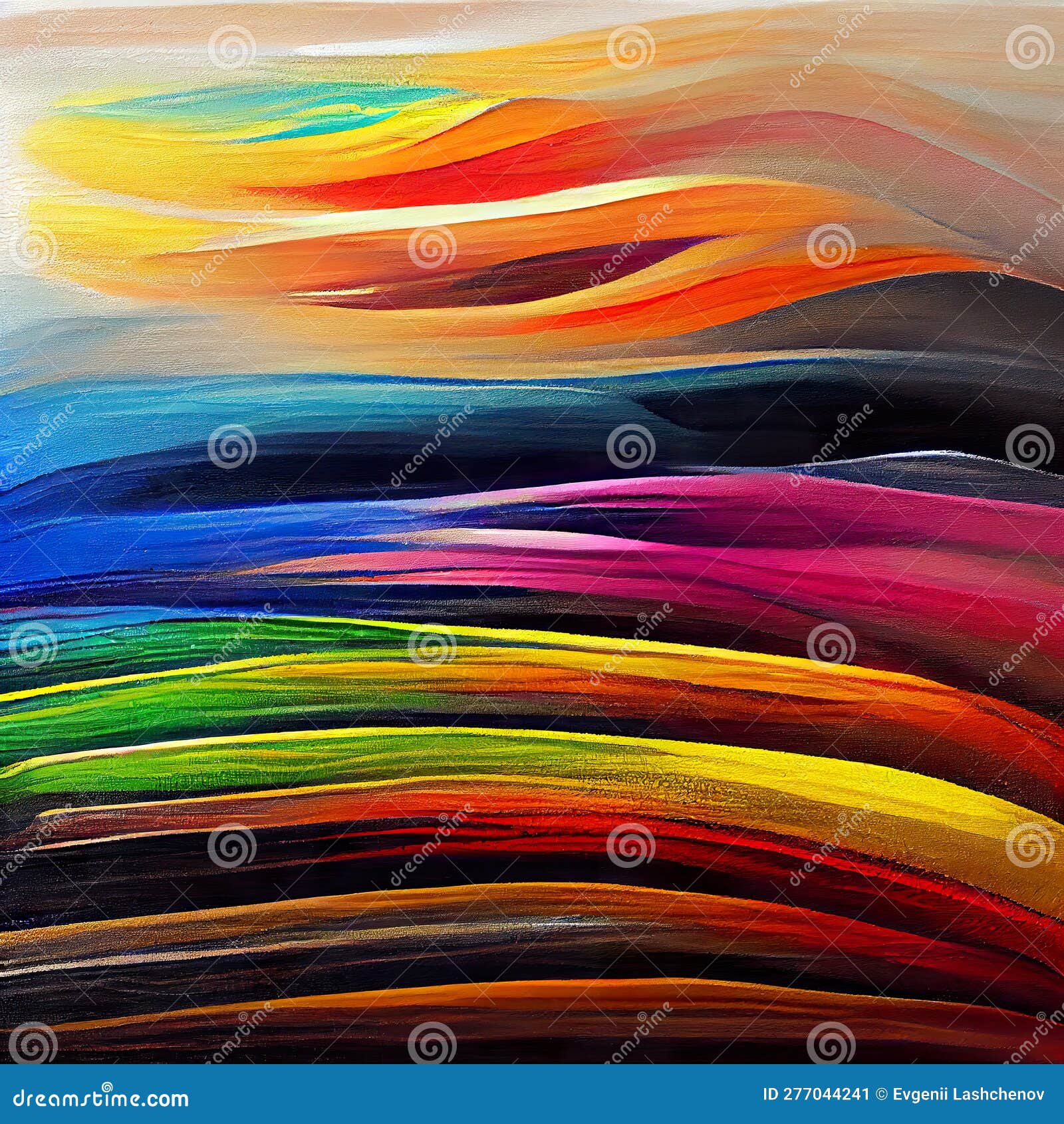 Abstract Rainbow Striped Waves Horizontal Pattern. Multicolor Wavy ...