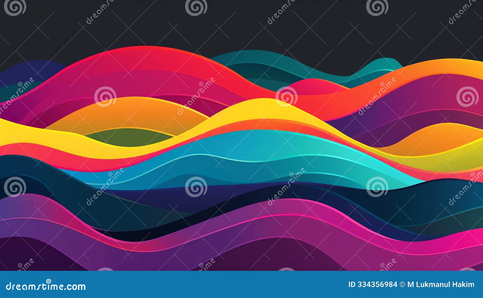 Abstract Rainbow Wave Vector Design for Colorful Backdrop Stock Photo ...