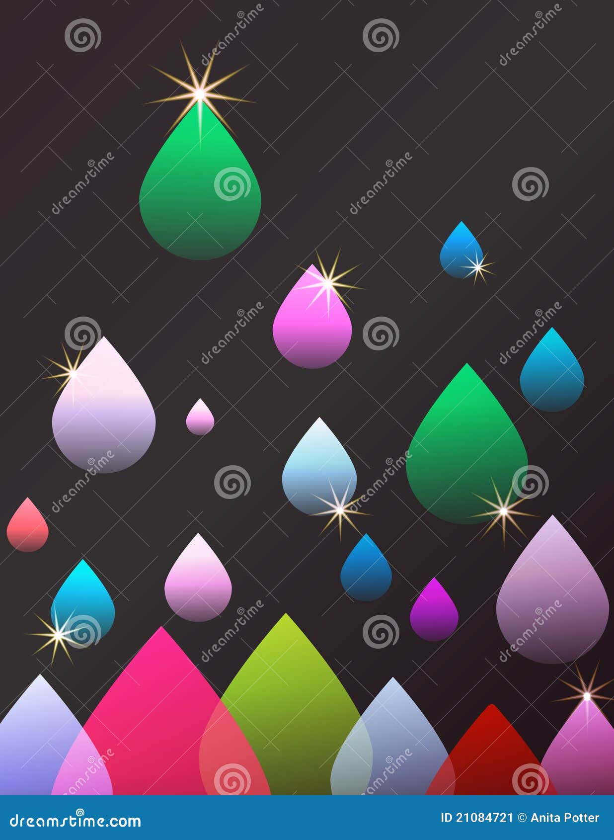 Abstract Raindrops And Hexagons On Light Blue Background. Cartoon ...
