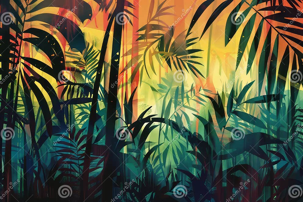 Abstract Rainforest Design Vintage Stock Illustration - Illustration of ...