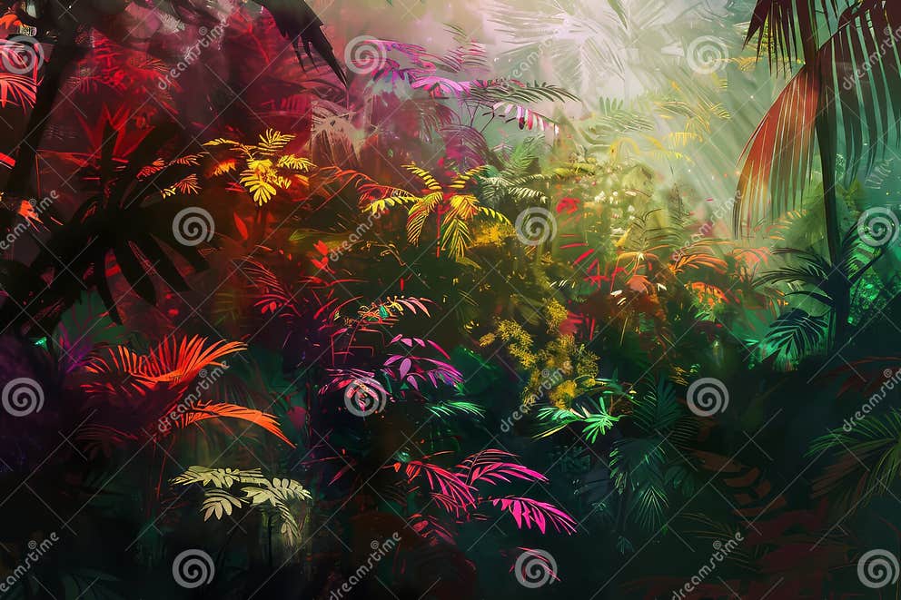 Abstract Rainforest with Imaginative Flair. Stock Illustration ...