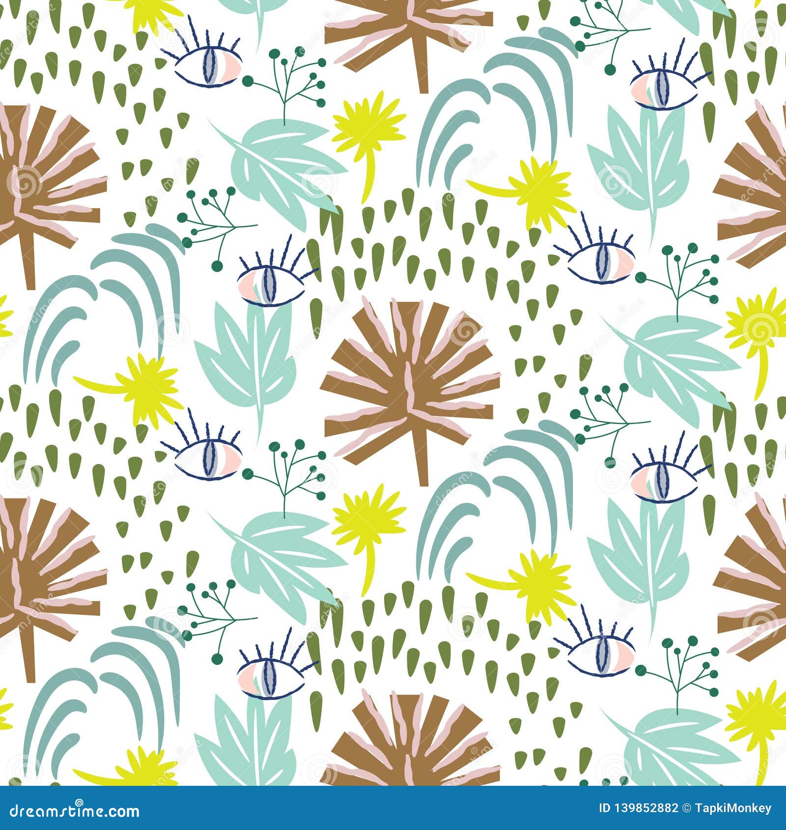 Abstract Rainforest Seamless Vector Trendy Flora Pattern. Stock Vector ...
