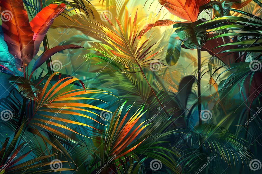 Abstract Rainforest Vintage Design. Stock Illustration - Illustration ...