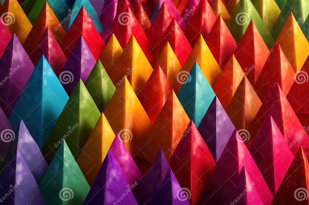 Abstract Raised 3d Triangle Pyramid Pattern in Rainbow Colorful Colors Background Stock ...