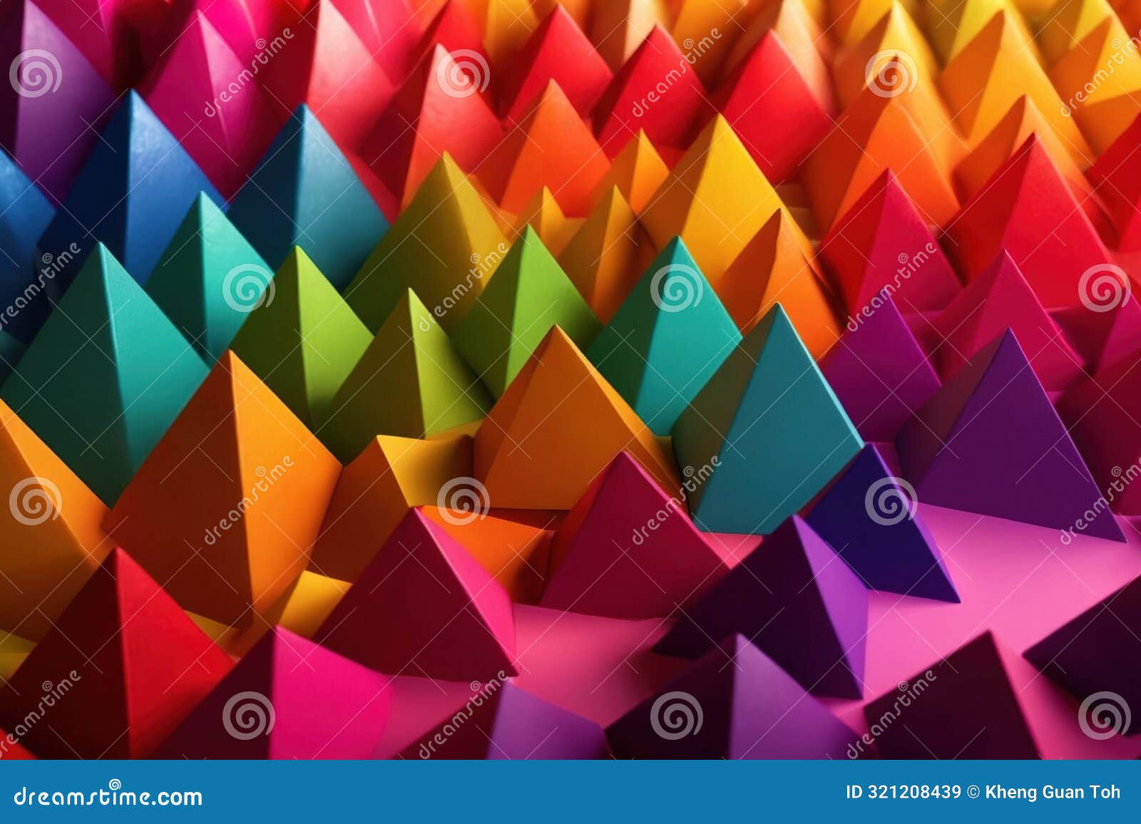 Abstract Raised 3d Triangle Pyramid Pattern in Rainbow Colorful Colors ...